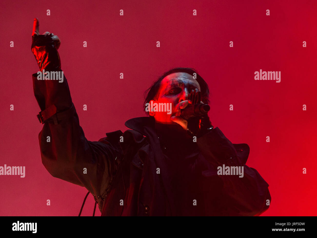Marilyn Manson, singer of American band "Marilyn Manson", performing on ...