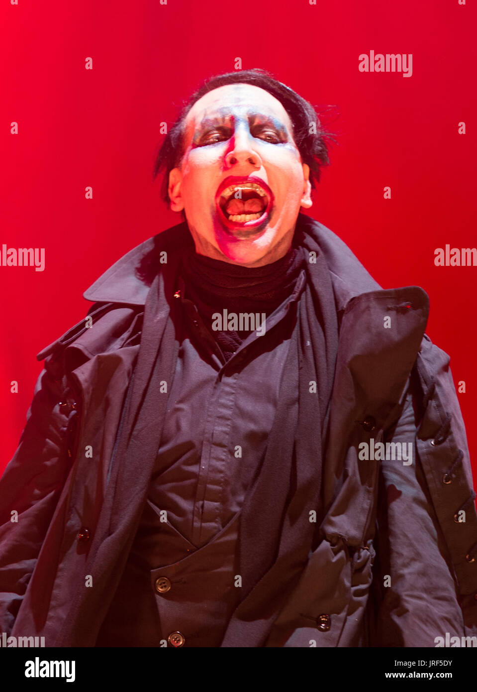 Marilyn Manson, singer of American band "Marilyn Manson", performing on ...