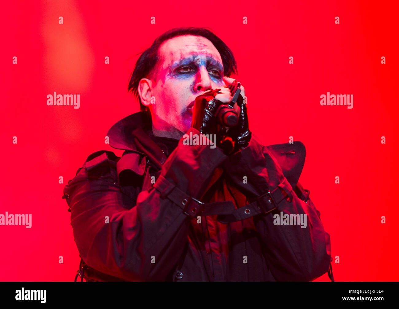 Marilyn Manson, singer of American band "Marilyn Manson", performing on ...