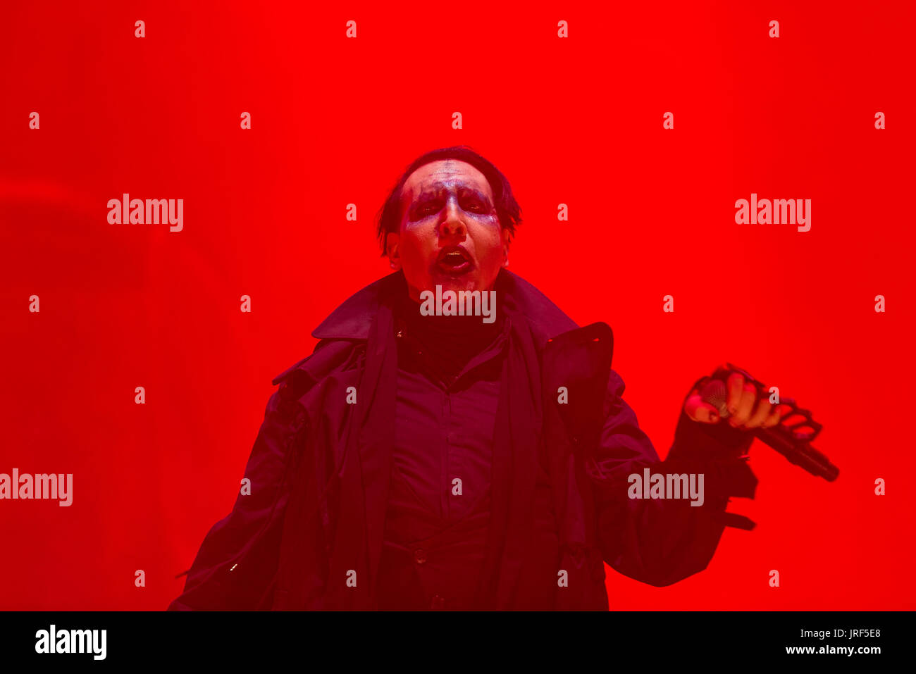 Marilyn Manson, singer of American band "Marilyn Manson", performing on ...