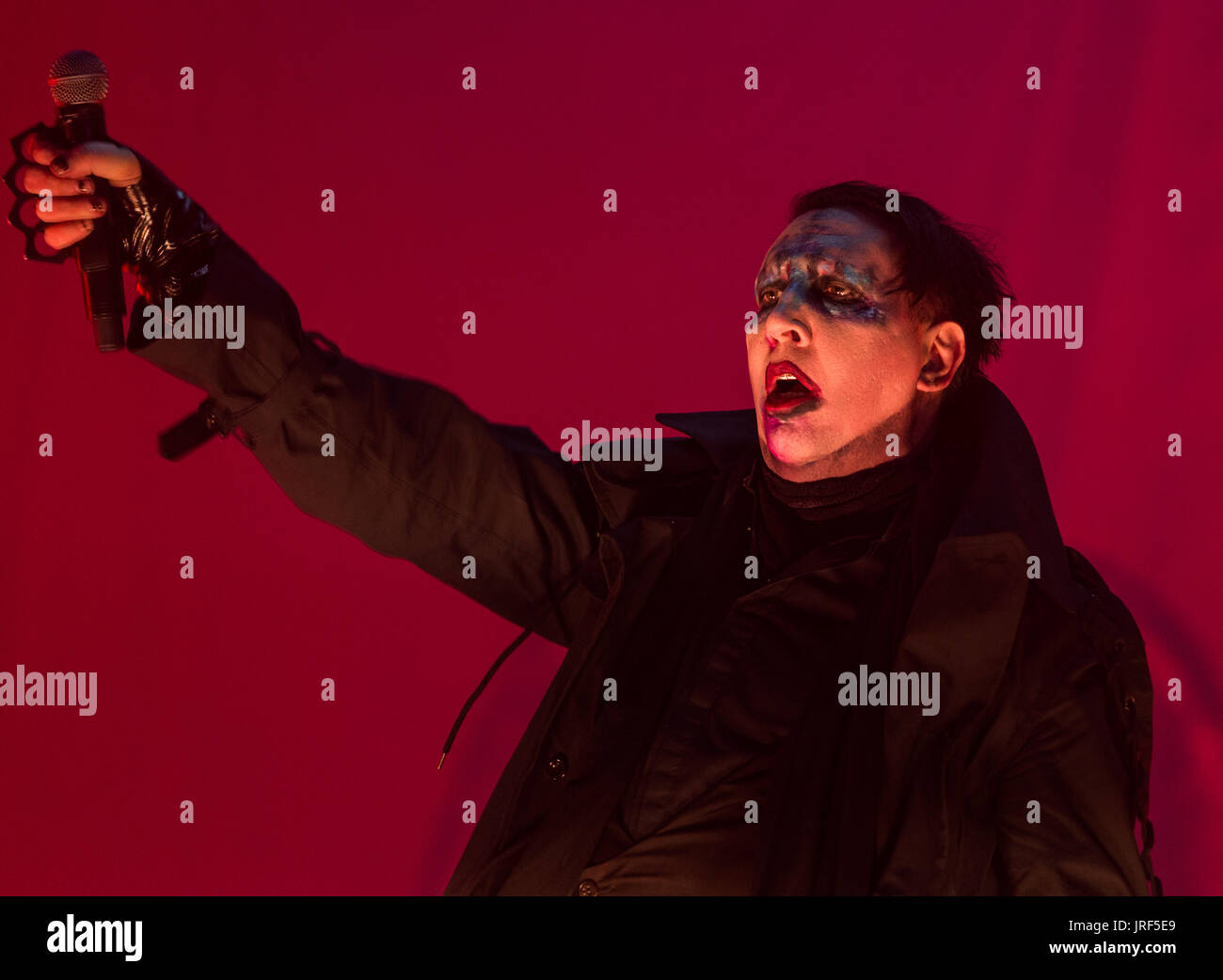 Marilyn Manson, singer of American band "Marilyn Manson", performing on ...