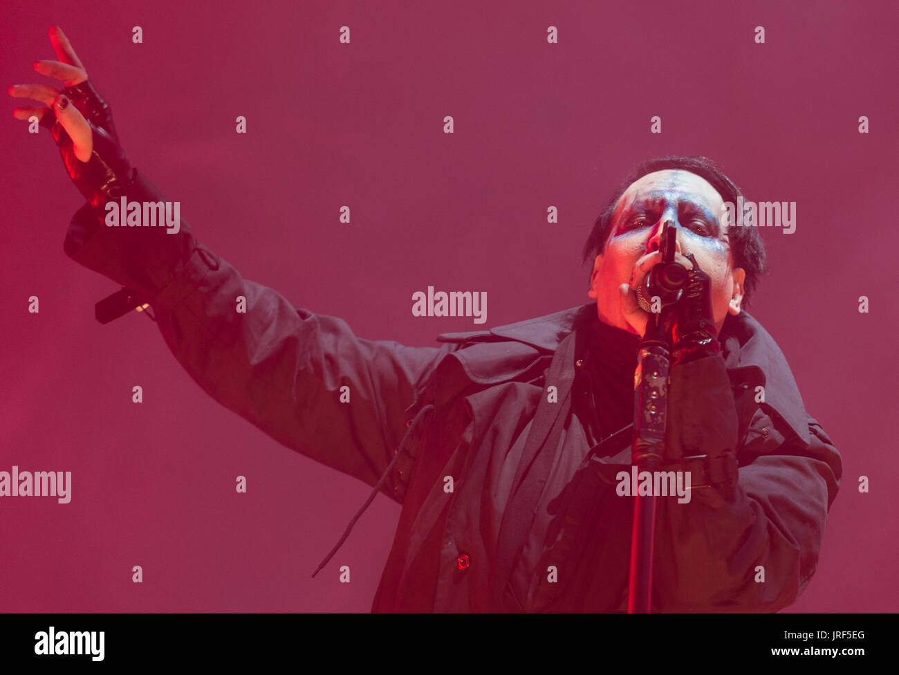 Marilyn Manson, singer of American band "Marilyn Manson", performing on ...