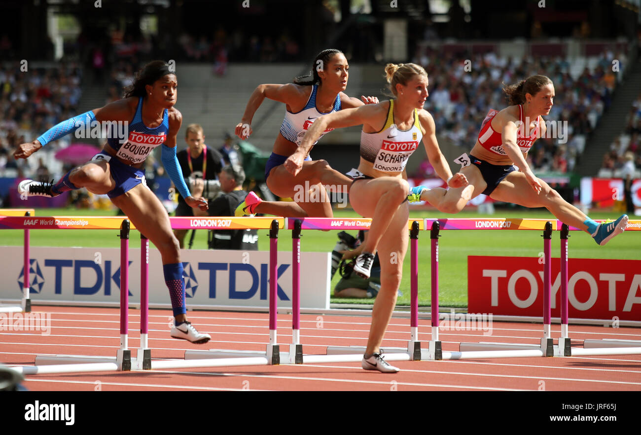 London, Uk. 5th August, 2017. Erica Bougard, Katarina Johnson Thompson ...