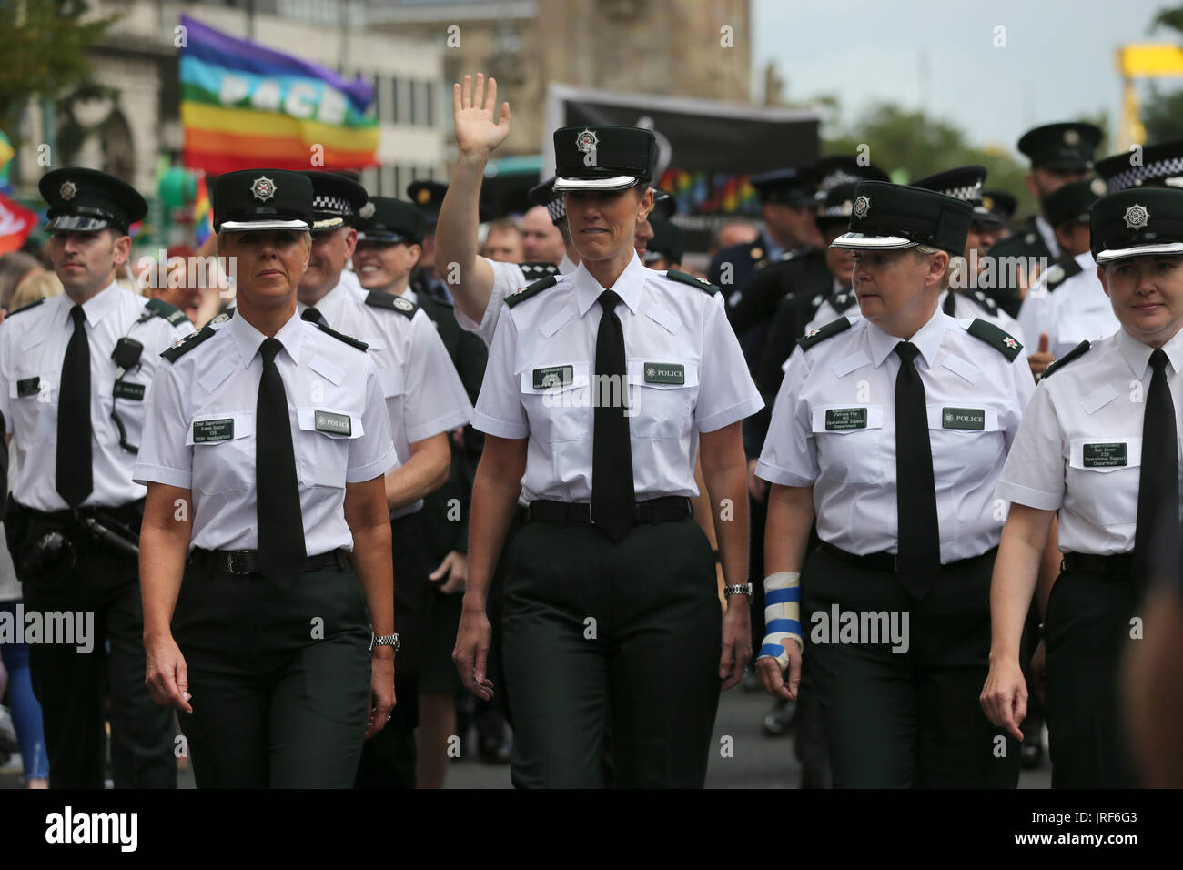 Belfast, Northern Ireland. 5th August 2017. Members of the Police ...