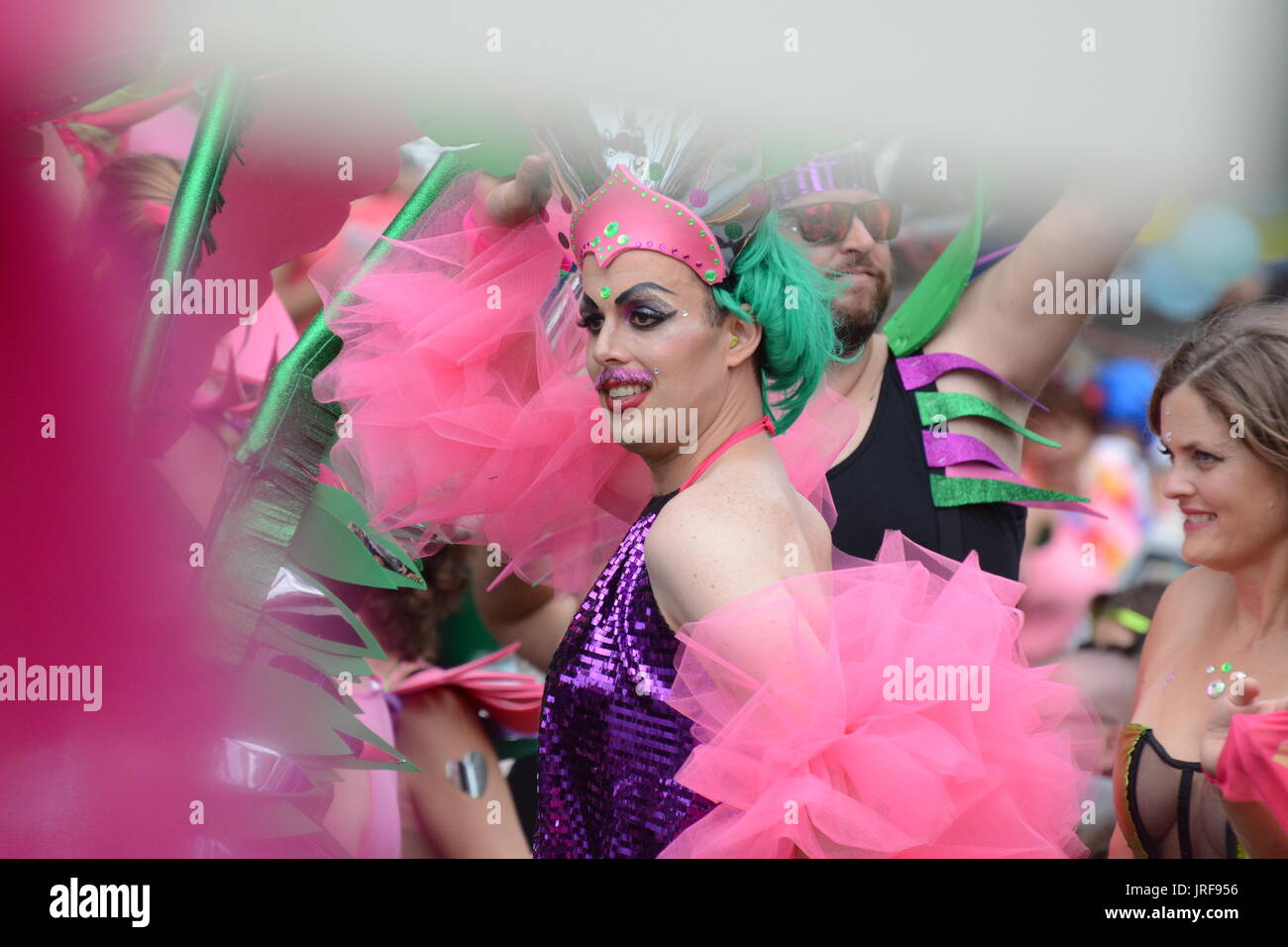 Amsterdam, The Netherlands . 5th August 2017. A drag queen abourd a ...