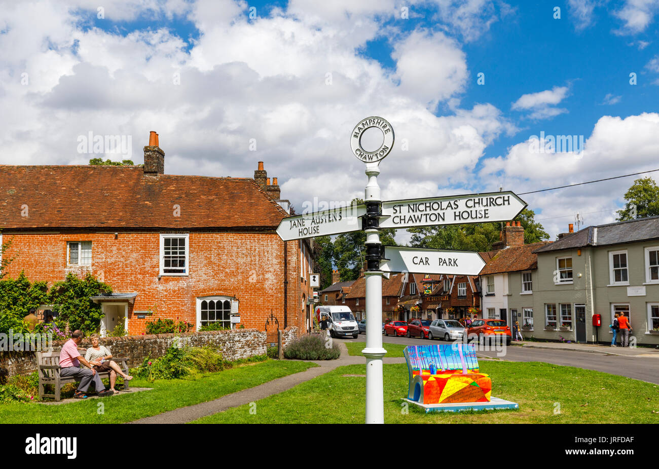 Signpost in front of Jane Austen's House Museum in the village of ...