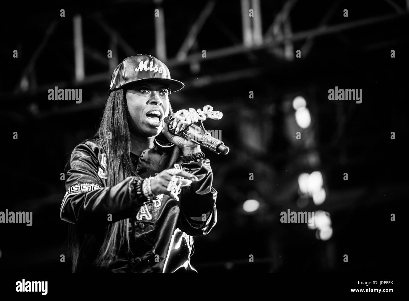 Missy Elliott performing at a music festival in British Columbia Canada ...