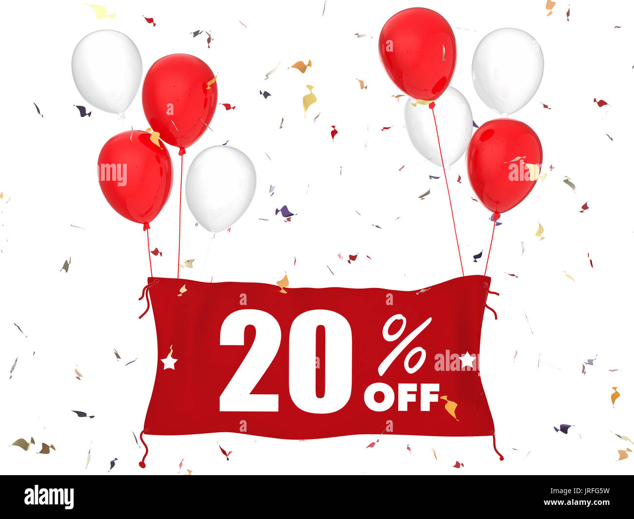 3d rendering 20% sale off banner on white background Stock Photo - Alamy