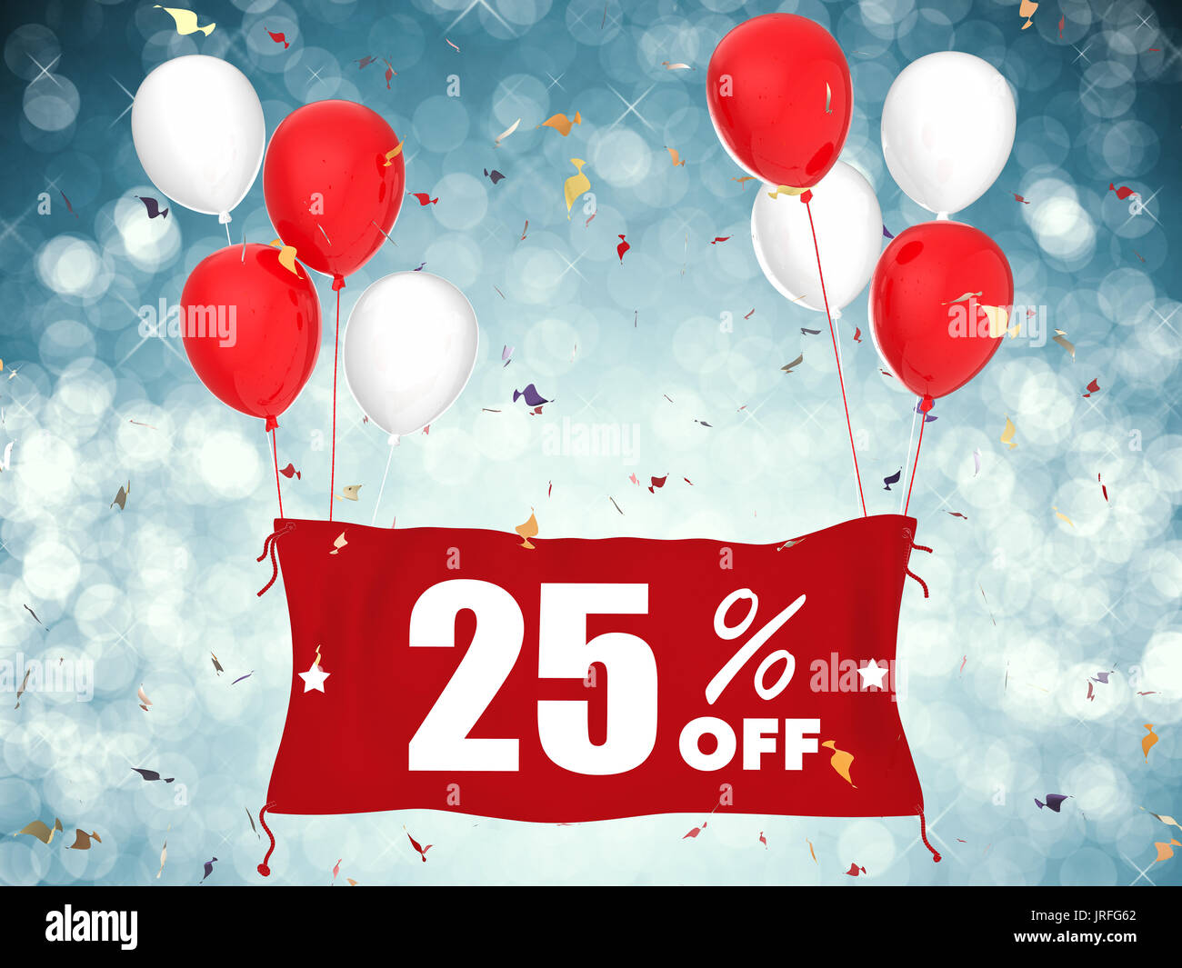 3d rendering 25% sale off banner on blue background Stock Photo - Alamy
