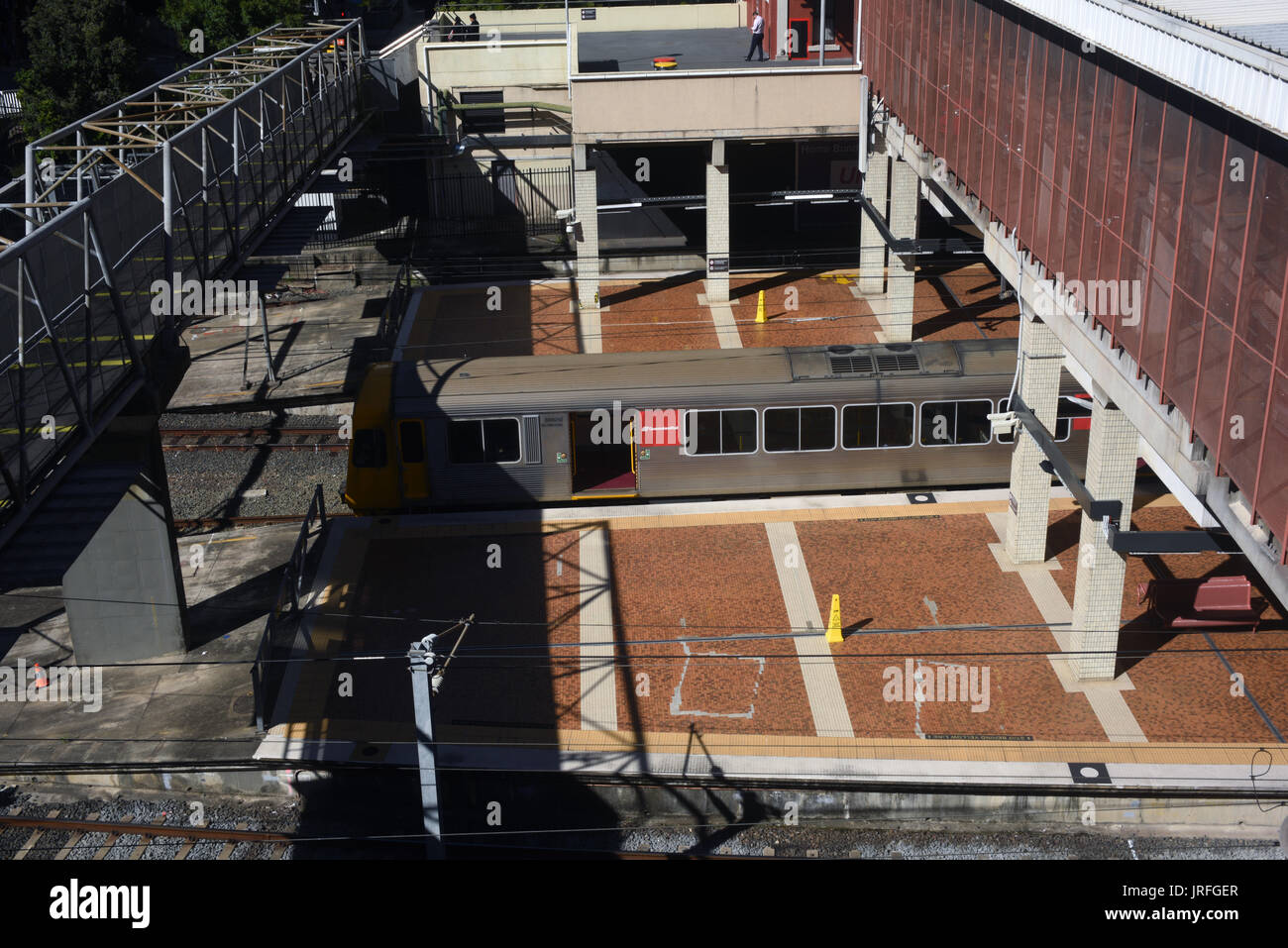 Brisbane, Australia: Overhead view of platforms at Central Station with ...