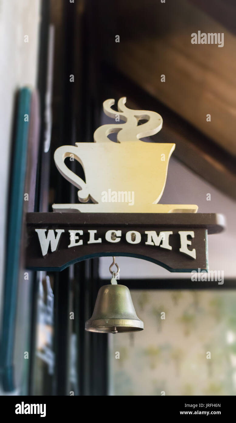 Coffee shop welcome bell vintage style, stock photo Stock Photo - Alamy