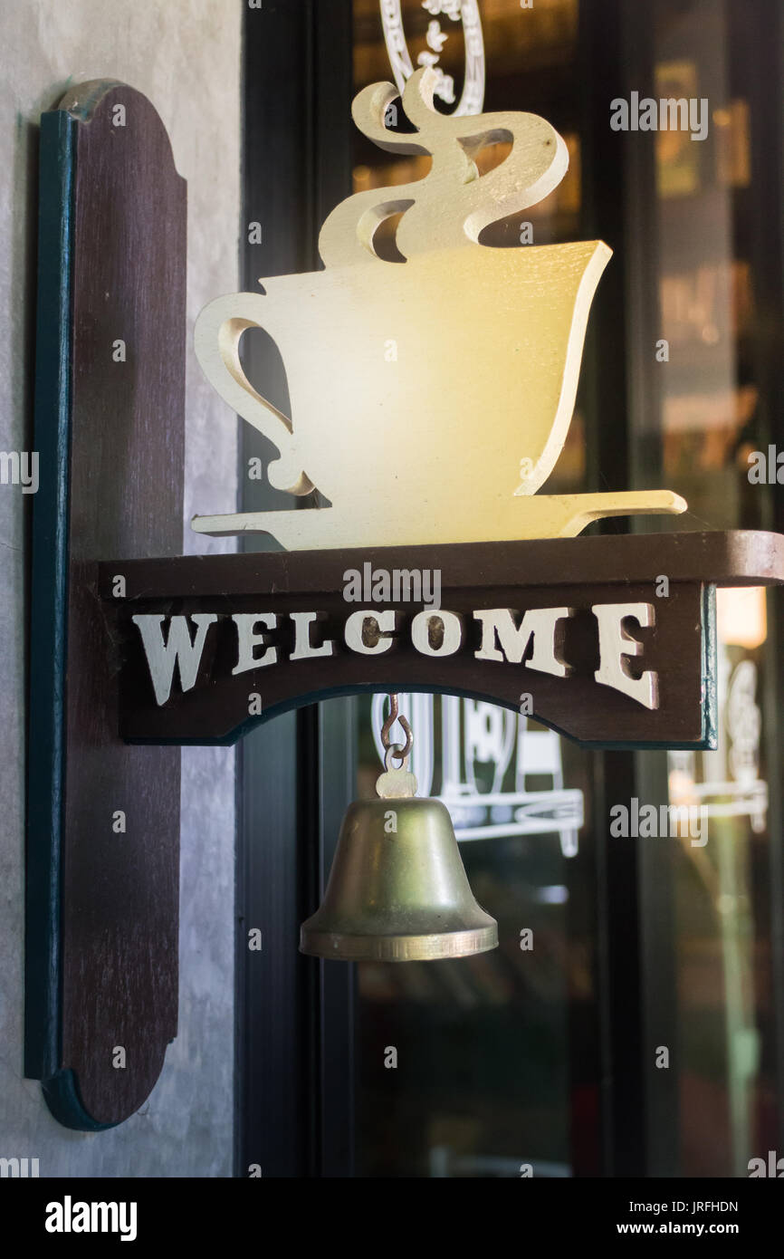 Coffee shop welcome bell vintage style, stock photo Stock Photo - Alamy