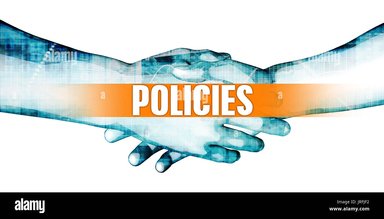 Policies Concept with Businessmen Handshake on White Background Stock ...