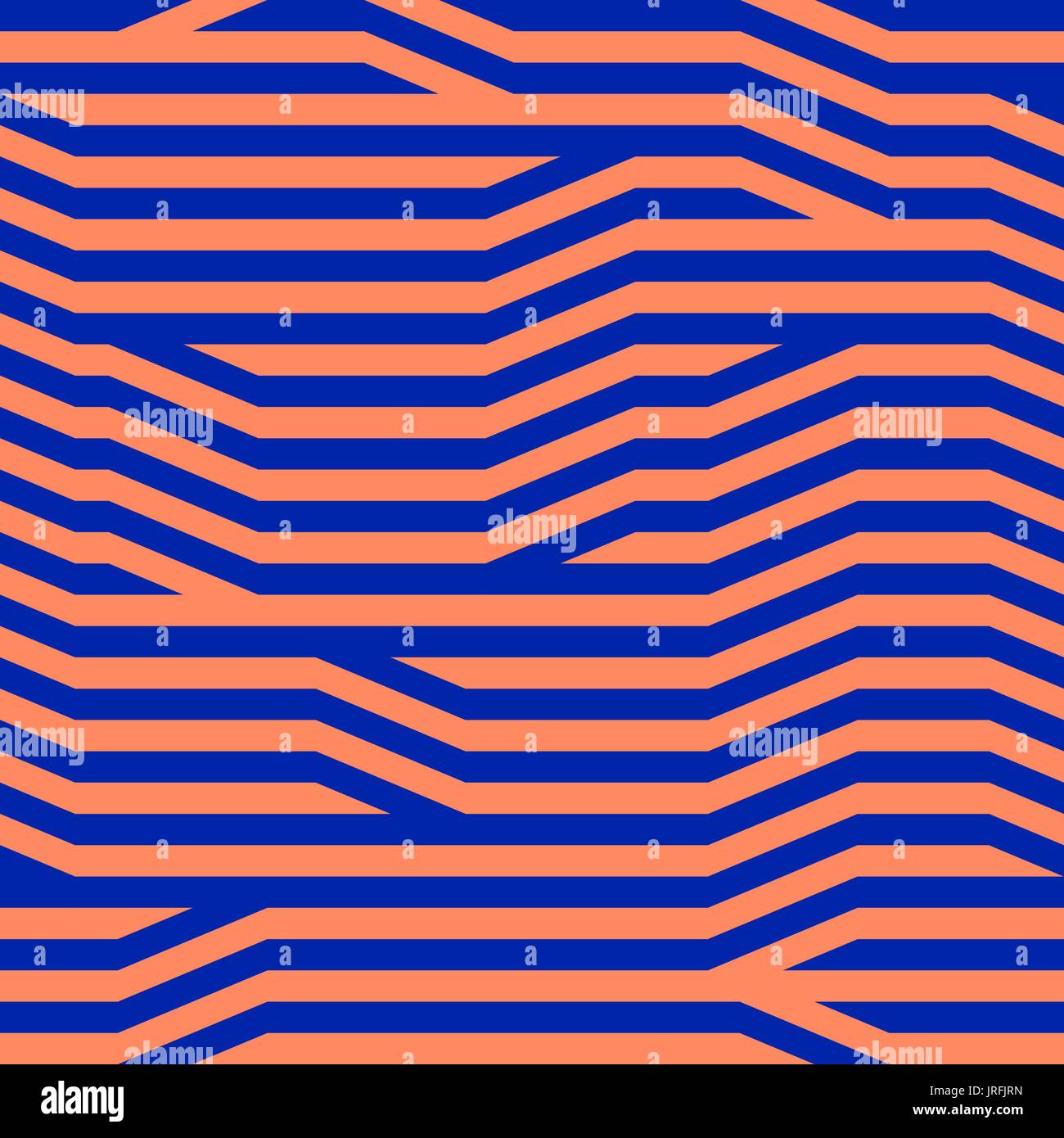 Abstract geometric seamless pattern. Orange and blue color combination ...