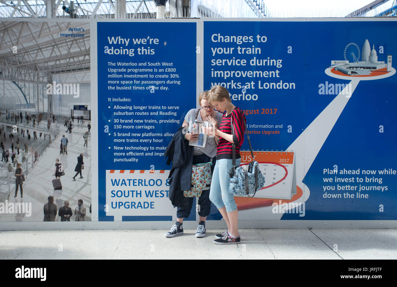 Signs on display as engineering work begins at London Waterloo railway ...