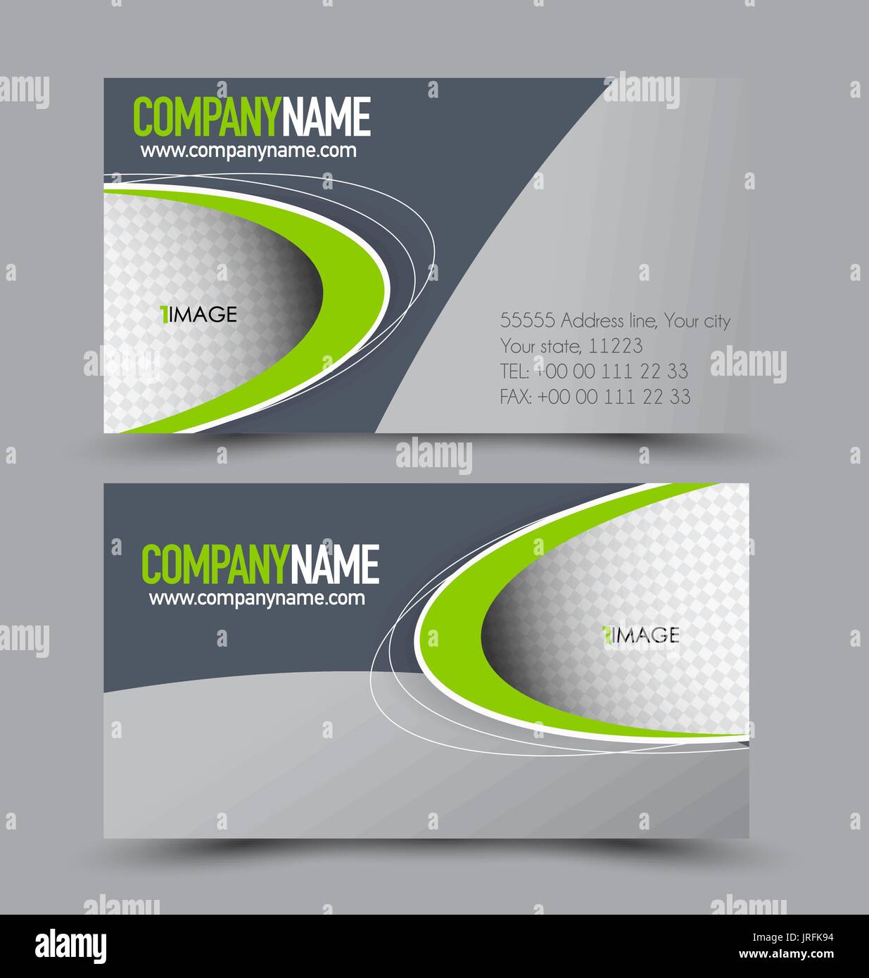 Business card design set template for company corporate style. Green ...