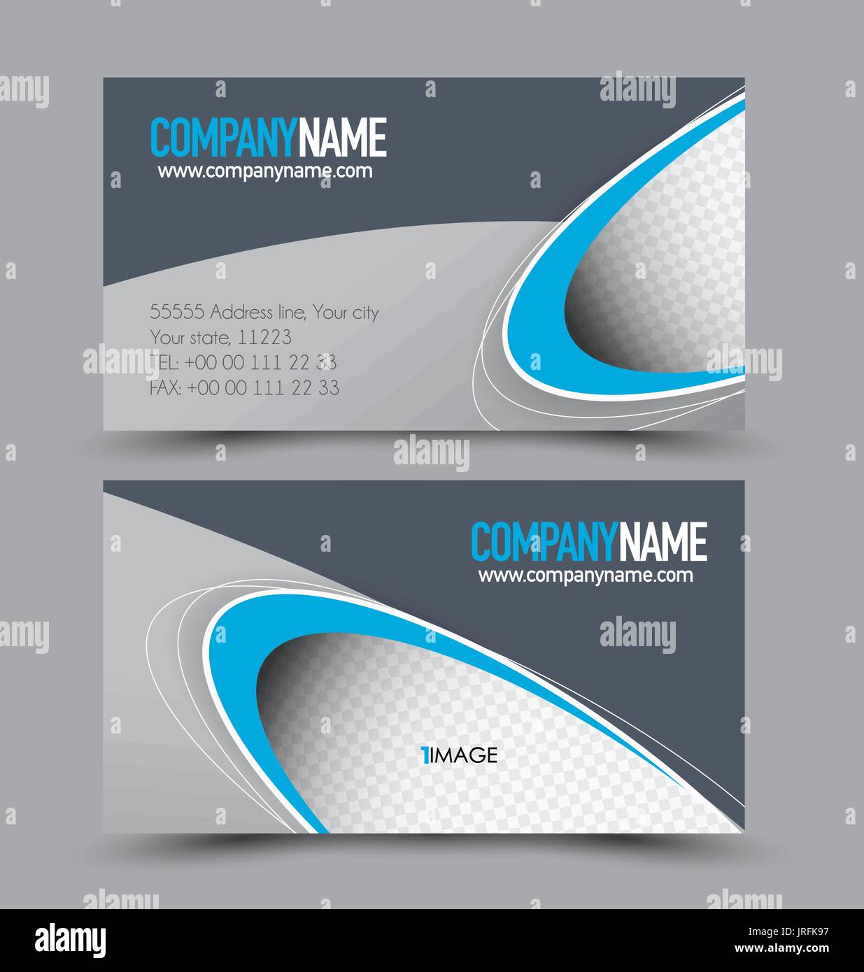 Business card design set template for company corporate style. Blue and ...