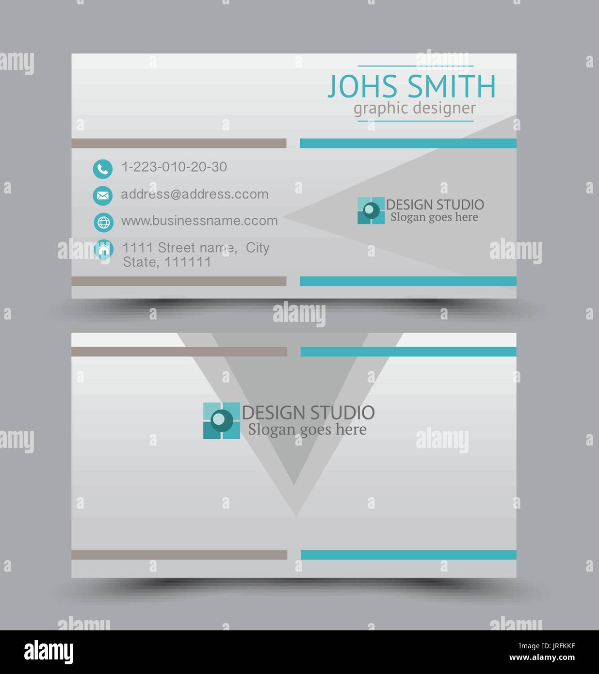 Business card design set template for company corporate style. Blue ...