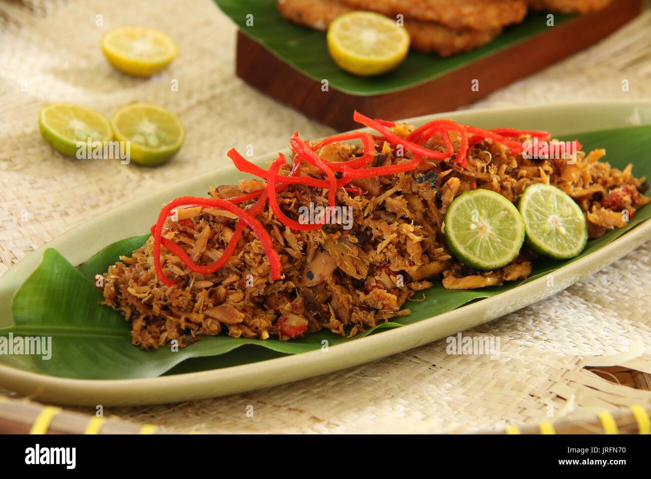 Pampis Ikan. Manadonese shredded fish dish cooked with traditional ...