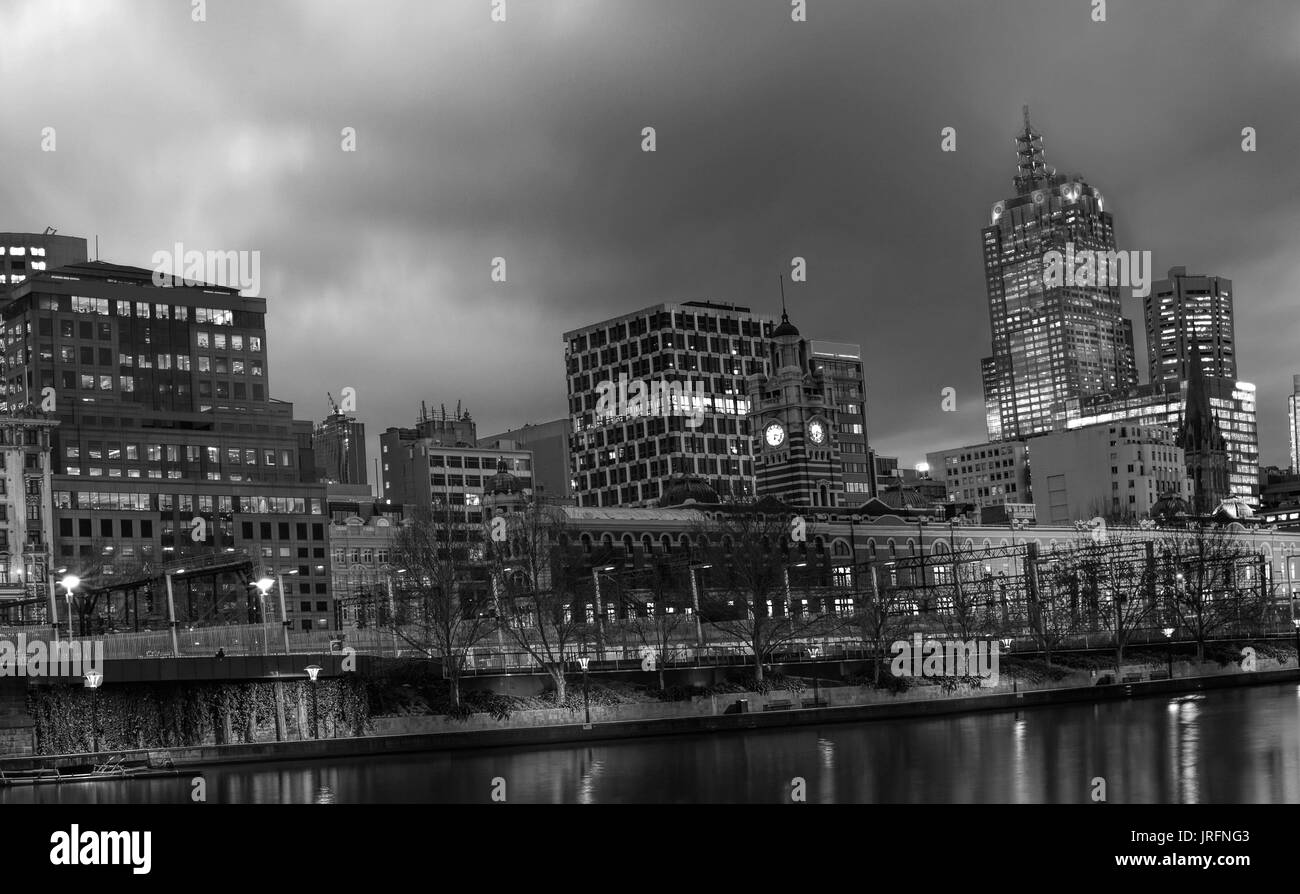 Melbourne reflection view Black and White Stock Photos & Images - Alamy