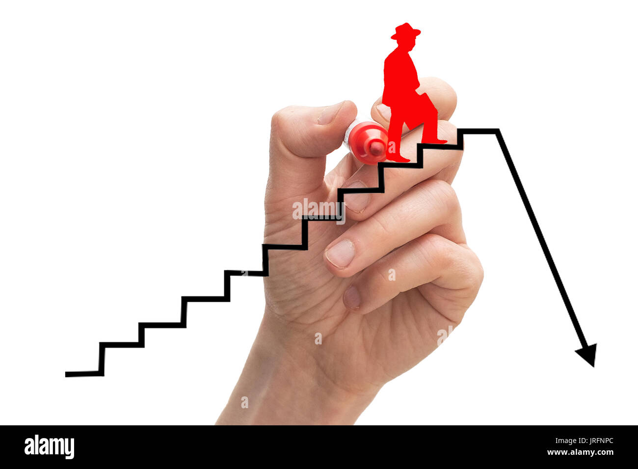 Man stepping up a hand-drawn ladder Stock Photo - Alamy Man stepping up a hand-drawn ladder Stock Photo - Alamy