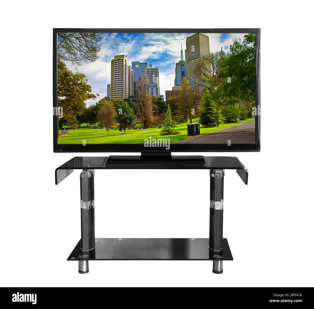 Tv on the stand with picture Stock Photo - Alamy