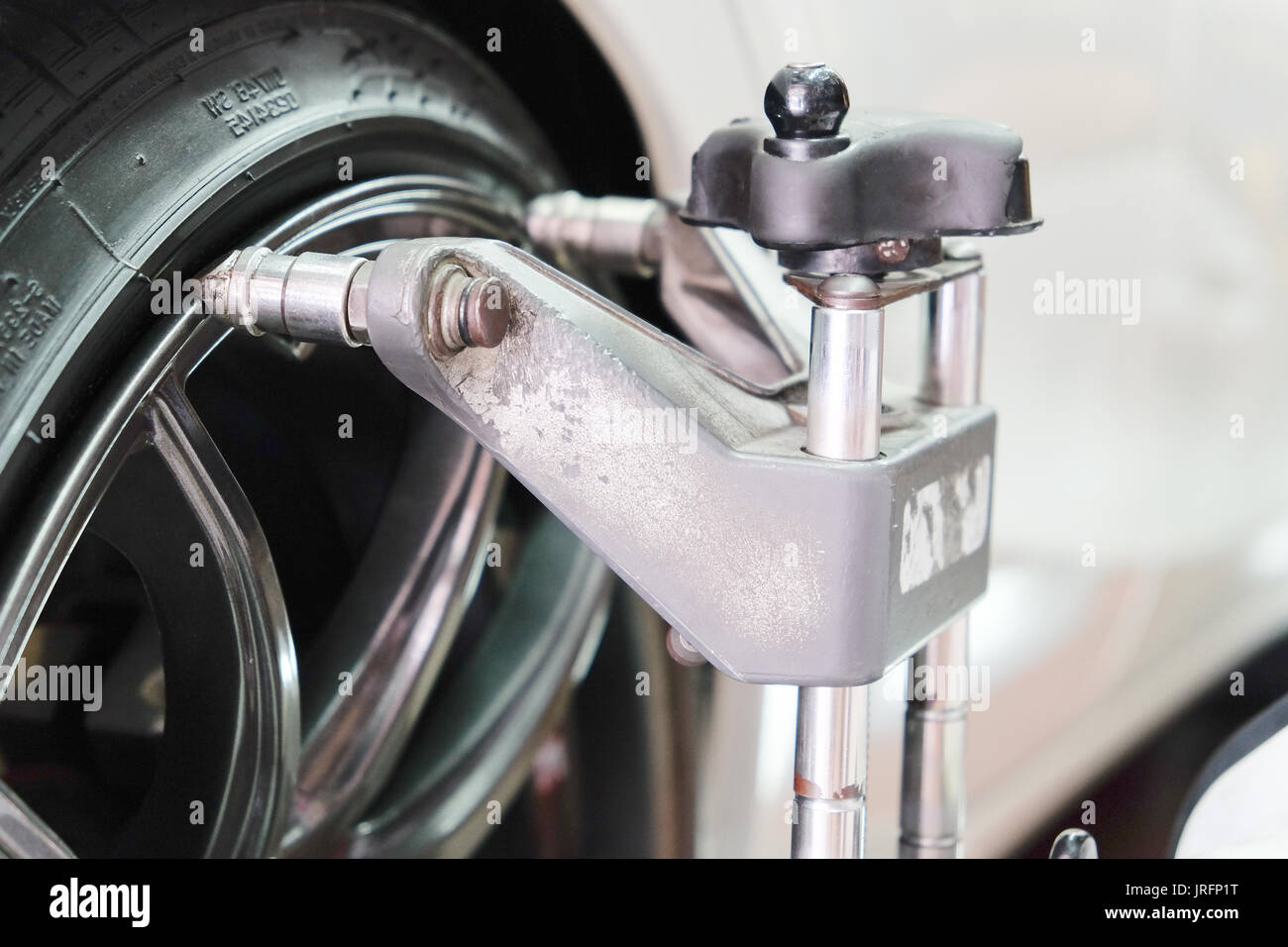 Auto wheel alignment in auto service,Wheel Alignment Stock Photo - Alamy
