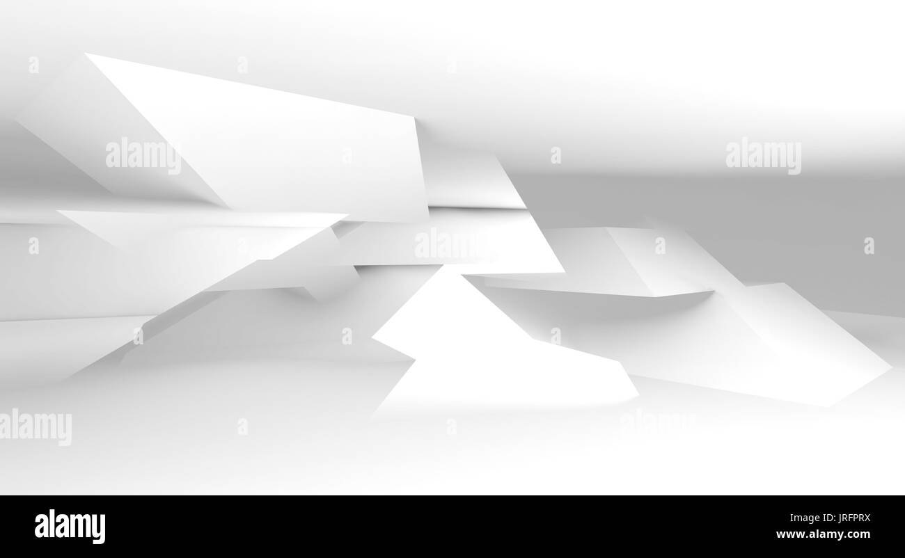 Abstract white digital background, intersected low poly structures, 3d ...