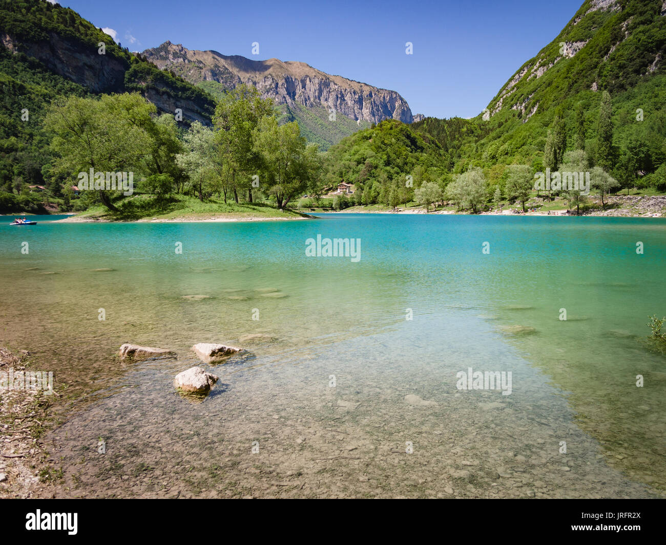 Panorama of Lake Tenno surrounded by Italian mountains Stock Photo - Alamy