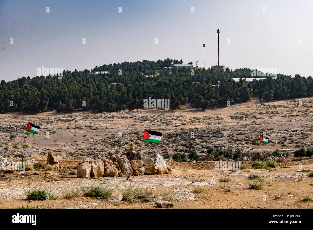 Palestinian flags define territory that had been occupied by the ...