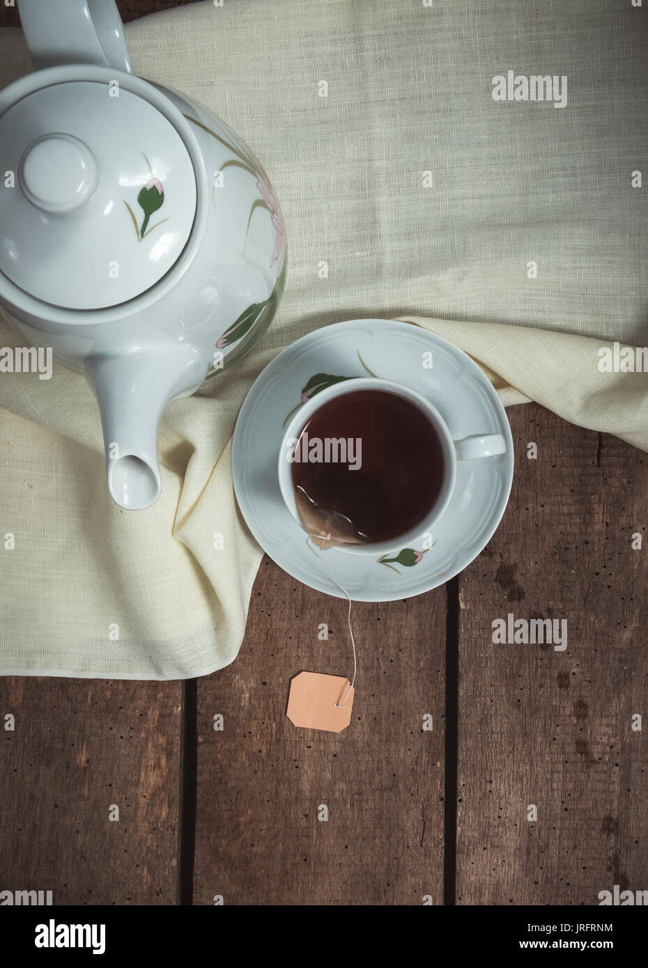 Kettle with cup on table ,Drink tea Stock Photo - Alamy