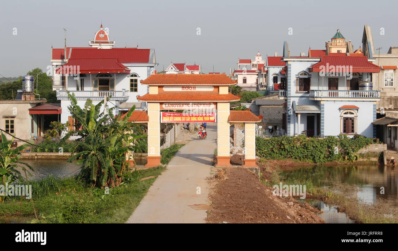 HAI DUONG, VIETNAM, JULY 30: Gate in vietnamese rural village on july ...
