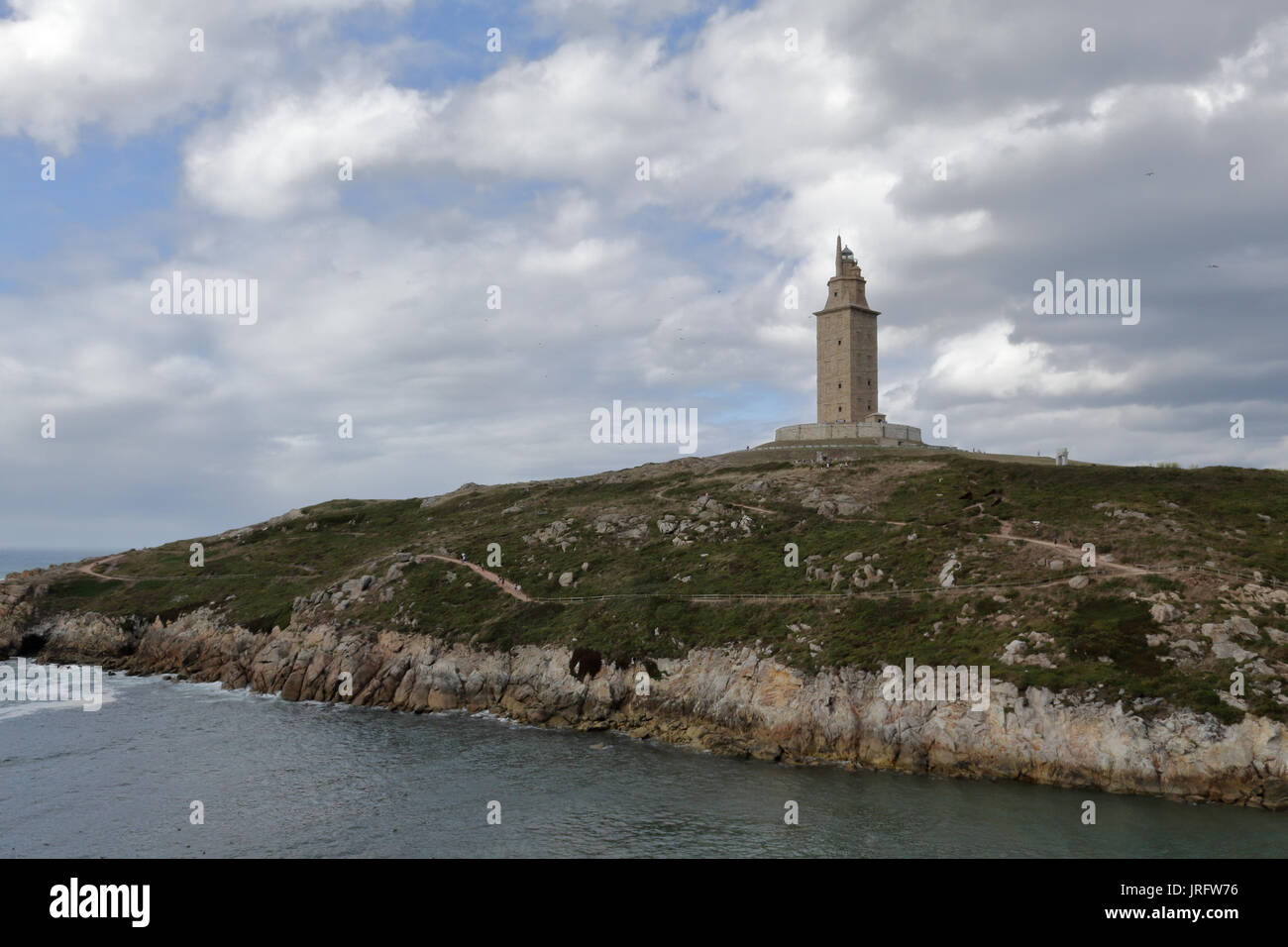 Landscape of Tower of Hercules in the Galicia capital city La Coruña on ...