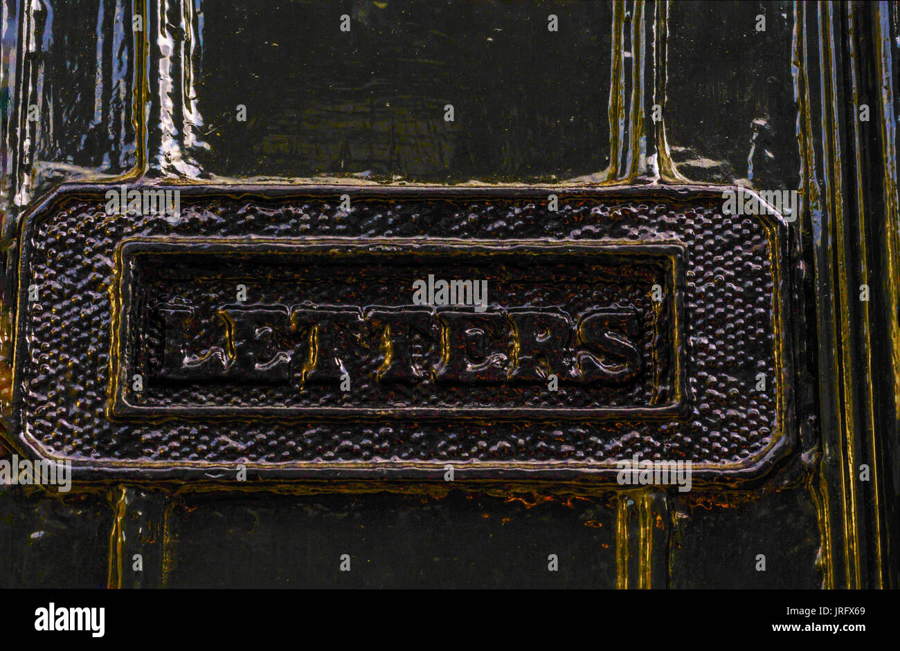 Old letterbox in the door, traditional way of delivering letters to the ...