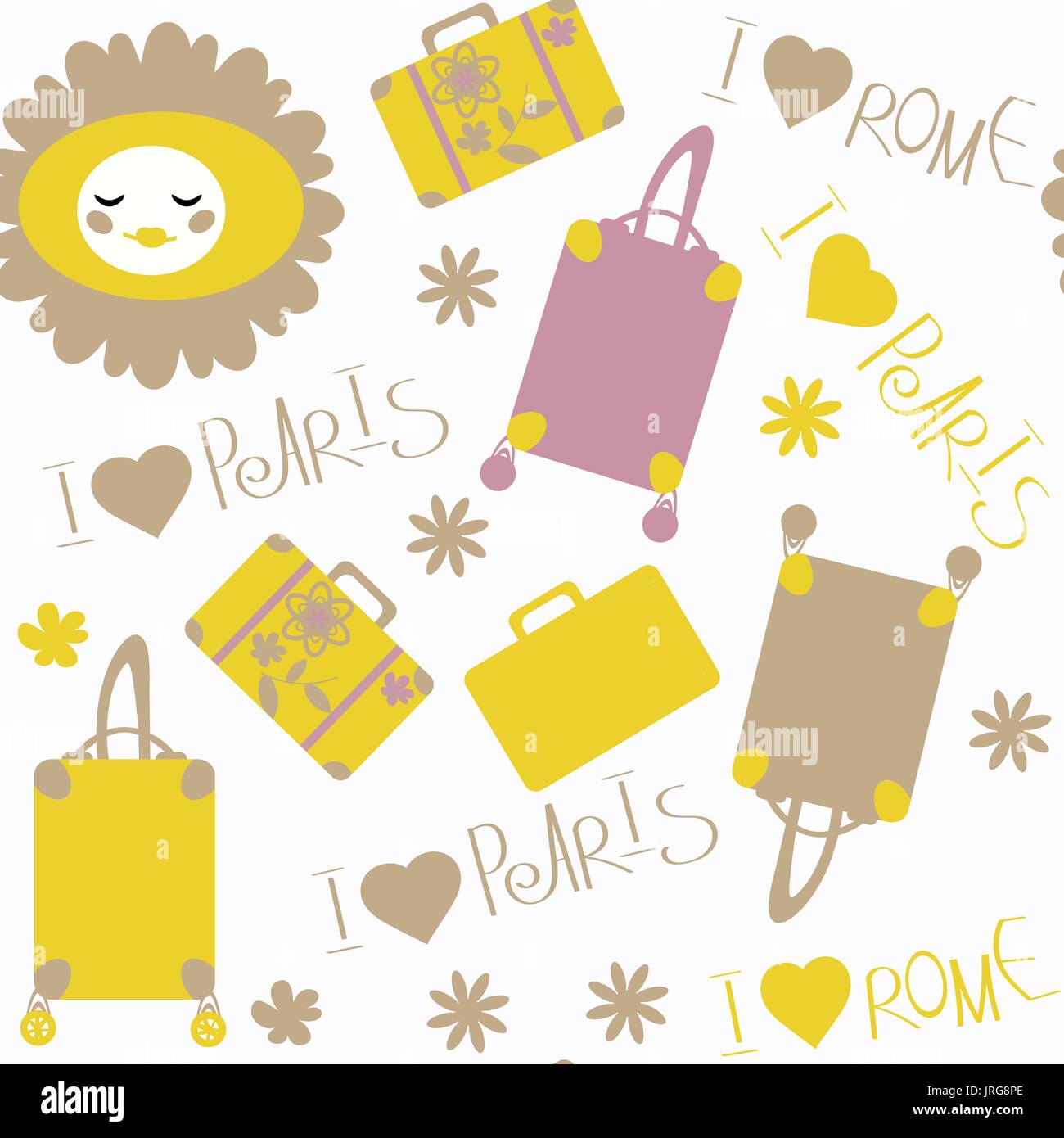 Abstract cute travel seamless pattern. It is located in swatch menu, vector Stock Vector Image ...