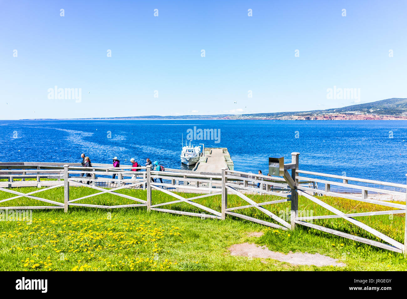 Perce, Canada - June 6, 2017: Bonaventure Island Park entrance in Gaspe ...