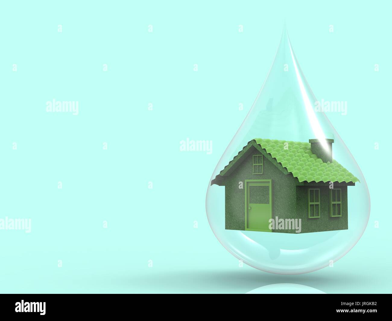 eco home concept with green house model in water drop Stock Photo - Alamy