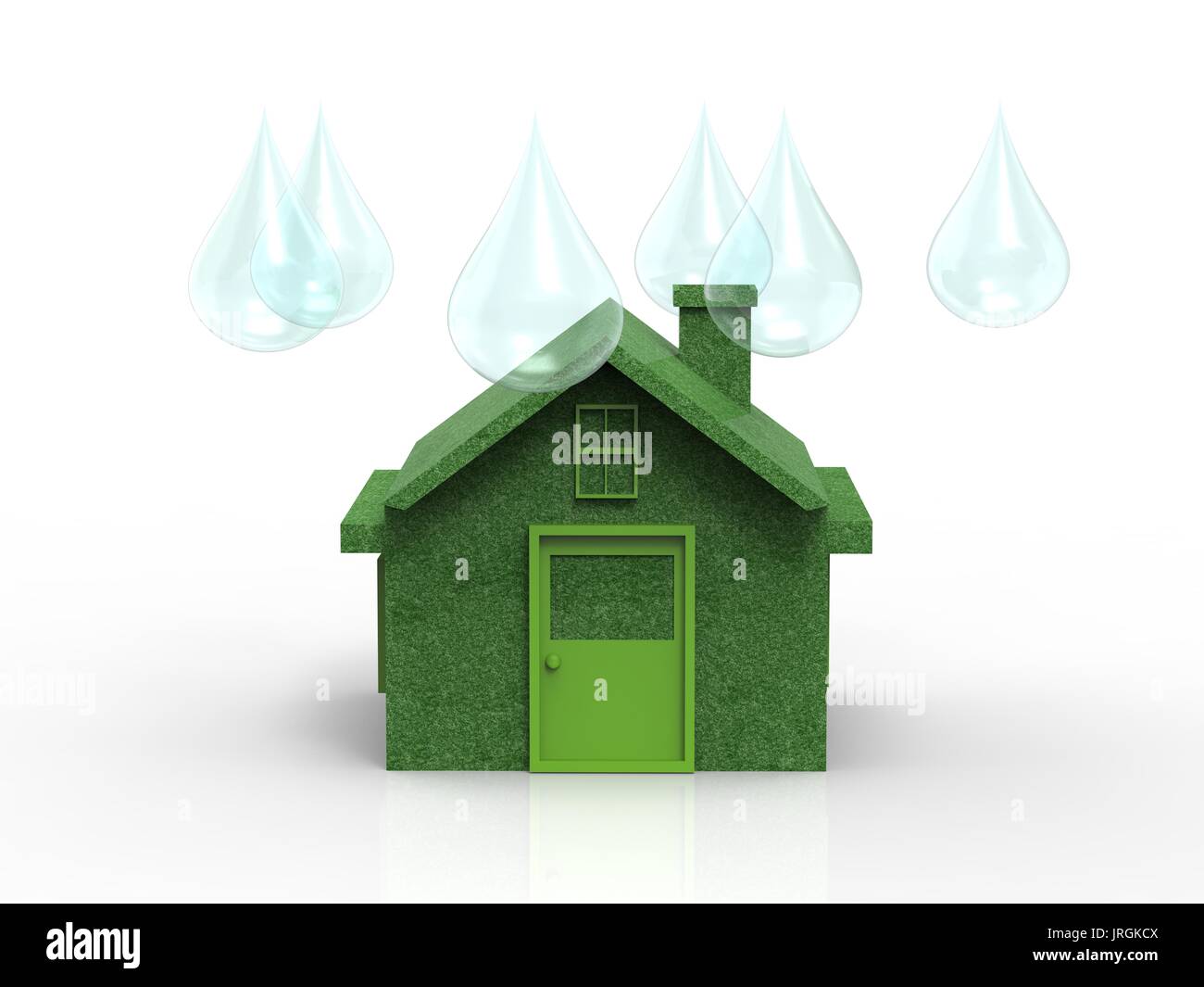 eco home concept with green house model and water drops Stock Photo - Alamy