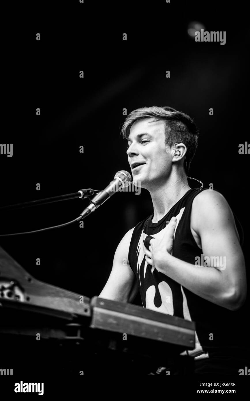 Matt and Kim performing at a music festival in British Columbia Canada ...