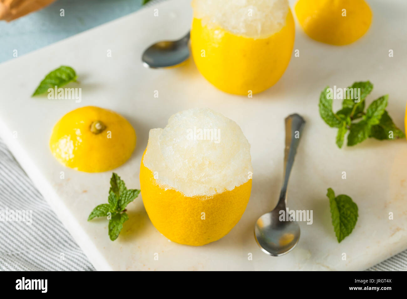 Homemade Yellow Lemon Italian Ice in a Lemons Stock Photo - Alamy