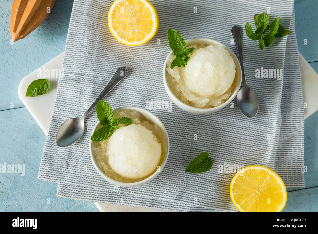Homemade Yellow Lemon Italian Ice in a Bowl Stock Photo - Alamy