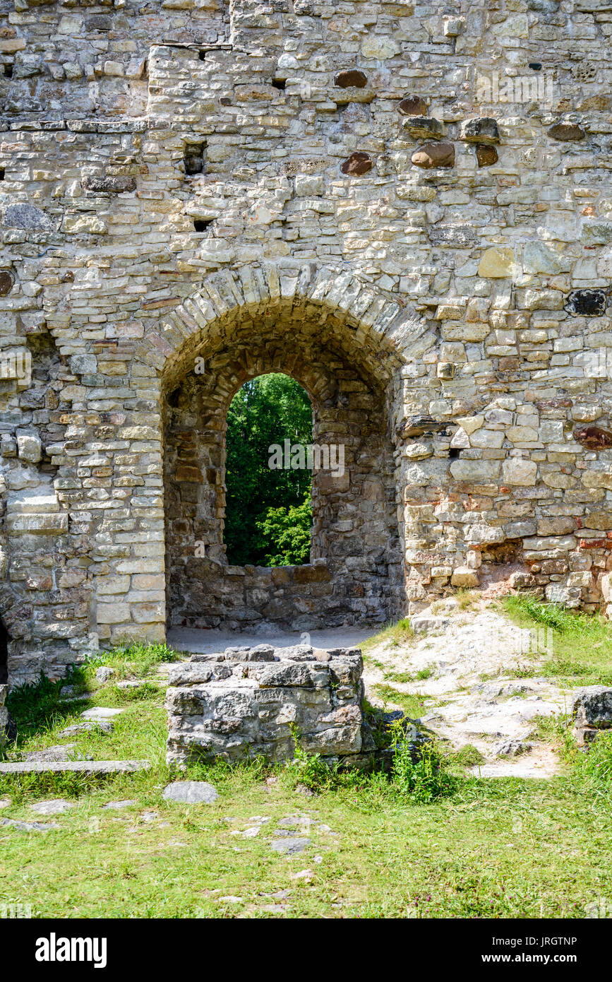 old stone castle ruins in Koknese, Latvia. hot summer day Stock Photo ...