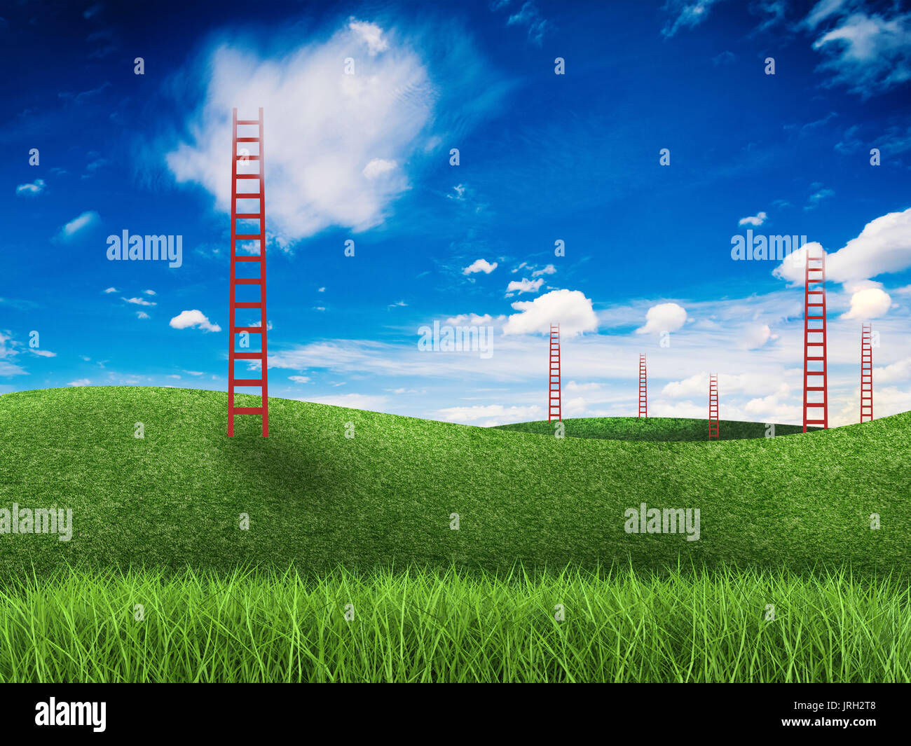 Red ladder in grass field hi-res stock photography and images - Alamy