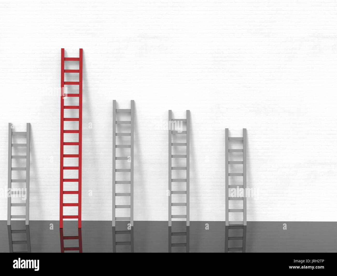 leadership concept with red ladder among grey ladders Stock Photo - Alamy