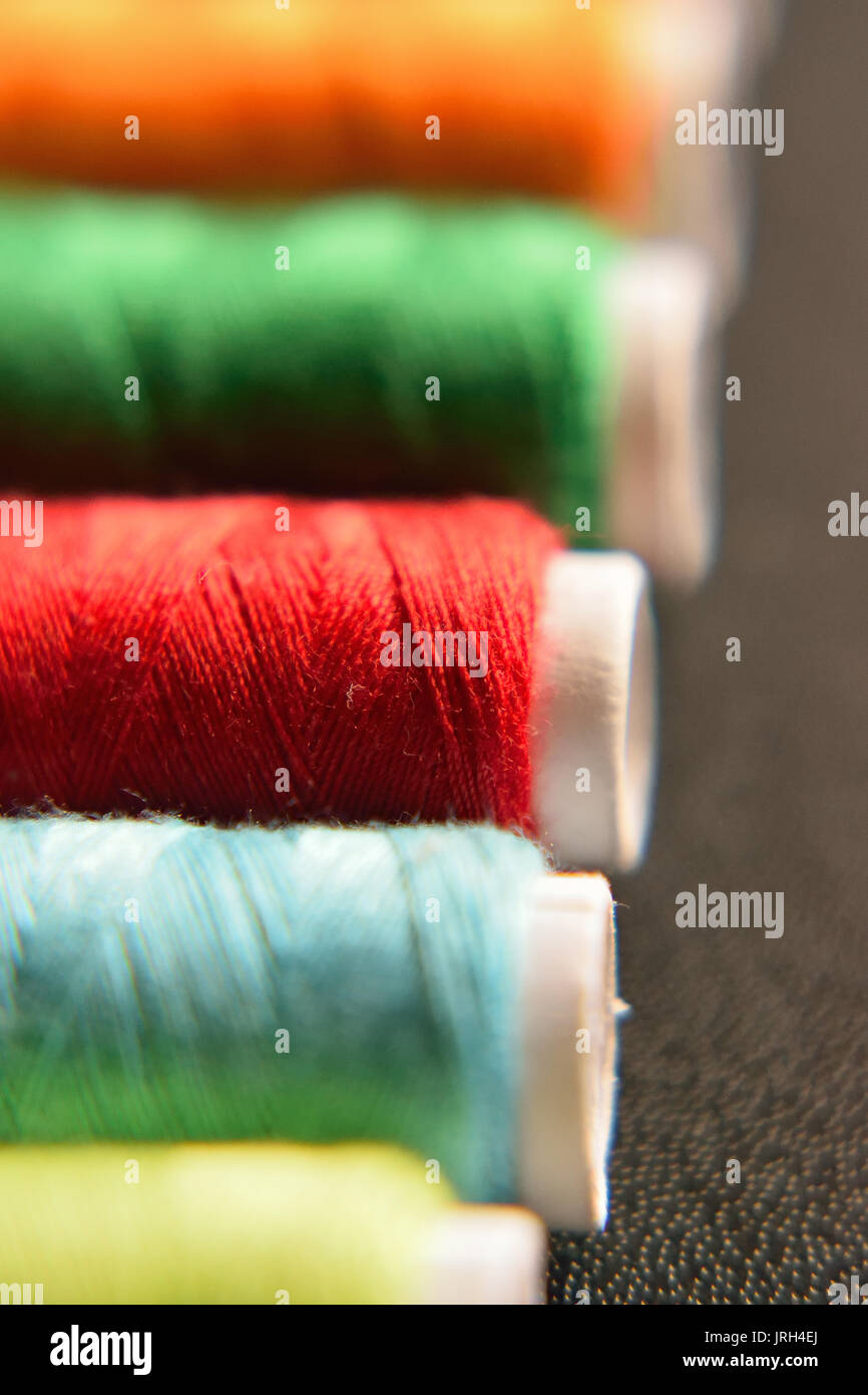 Macro background colorful cotton threads Stock Photo - Alamy