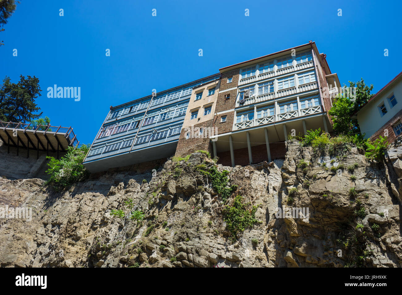Traditional georgian architecture with carving balconies Stock Photo ...