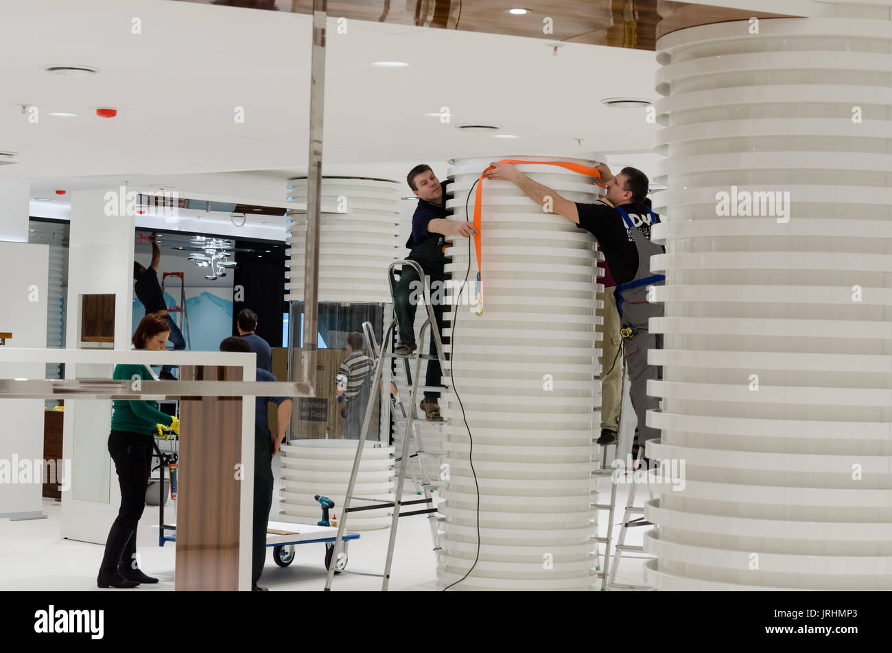 MOSCOW, RUSSIA - February 22, 2012 - New store at large shopping mall ...