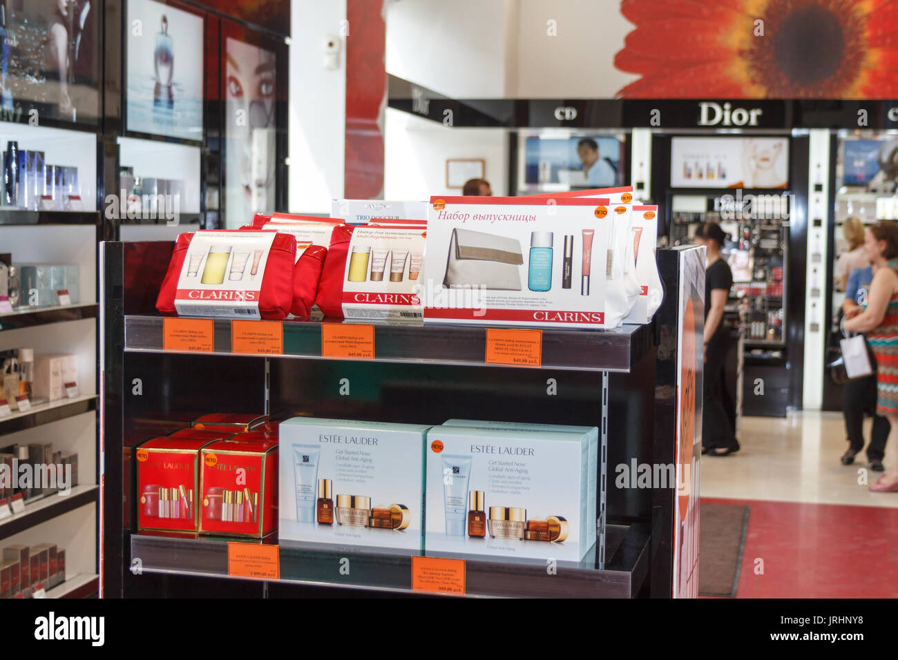 MOSCOW, RUSSIA - June 26, 2012 - Cosmetics store at large shopping mall ...
