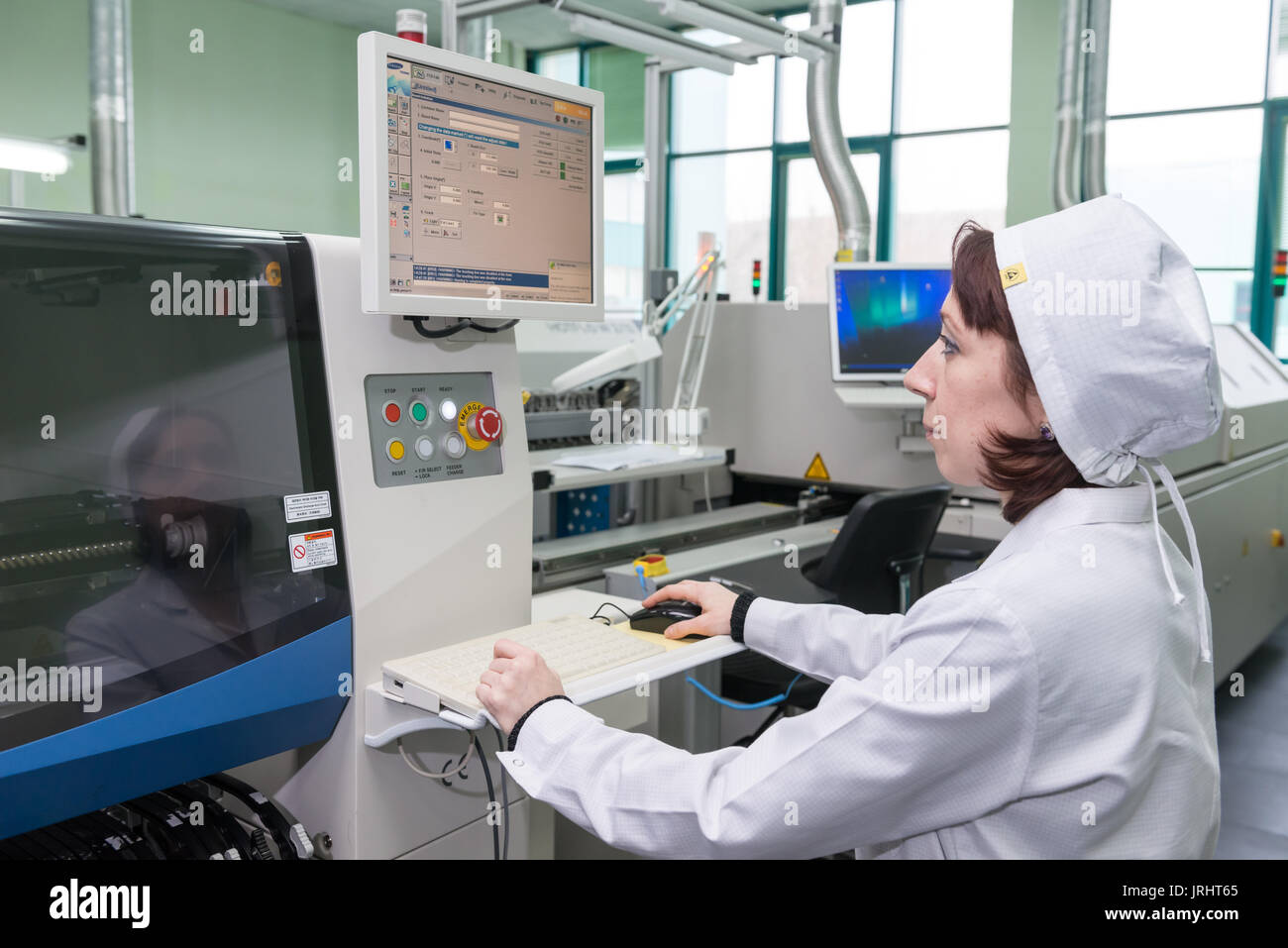 Production of electronic components at high-tech factory Stock Photo ...