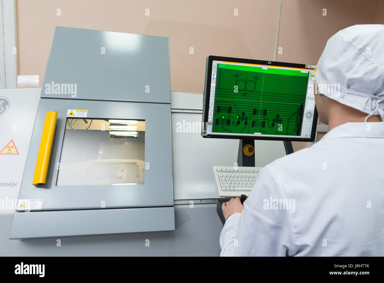 Production of electronic components at high-tech factory Stock Photo ...